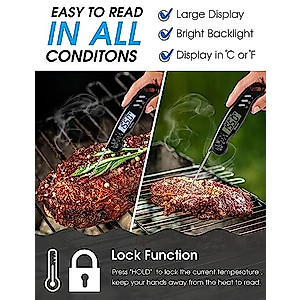 Searon Meat Thermometer,Digital Food Thermometer with Instant Read Out,Backlight and Waterproof,Kitchen Thermometer for BBQ Grilling, Smoker, Baking Turkey