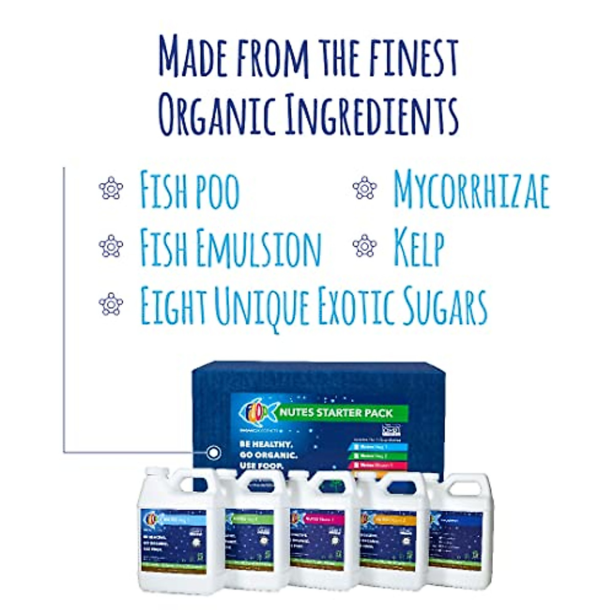 FOOP Nutes Veg & Bloom Starter Pack: Organic Plant Nutrients for Thick Stalks, Tight Bud Stacking, Explosion of Trichomes | Infused with Cal/Mag, and Silica | Five 32oz Bottles