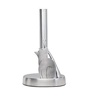 Everyday Solutions Meow Paper Towel Holder - Stainless Steel, Countertop Paper Towel Dispenser - with Tension-Spring for Single Handed Use - Featuring Cute Animal Tail Design - Great for Pet Lovers