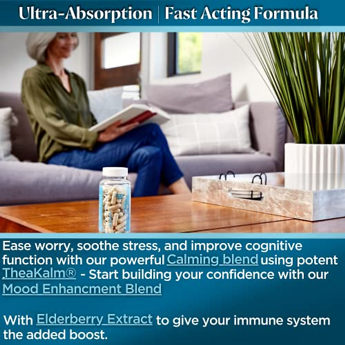 DOCTOR SAFE Calm - Stress Relief Supplement to Promote Mind and Body Relaxation for a Natural Calm, L-theanine and TheaKalm for Occasional Anxiousness & Stress - 45-Day Month Supply