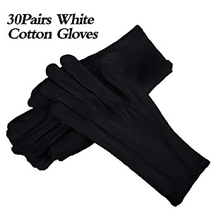 60 Pieces Glove Soft Stretchy Working Glove Costume Reusable Large Mitten for Inspection Photo Jewelry Silver Coin Archive Serving Costume, Cotton Gloves for Women Men Eczema Moisturizing Spa (Black)