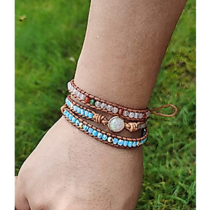 ZOSOJONA Women Wrap Bracelets Boho Natural Stone Jasper Turquoises Strand Bracelet Jewelry Collection (Nature stone)