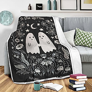 Gearpenguin Customized Ghosts Throw Blanket for Couple, Til Death Do Us Part Blanket, Funny Wedding Anniversary Valentines Presents for Her Him Wife Husband, Cute Goth Halloween Fleece Blanket