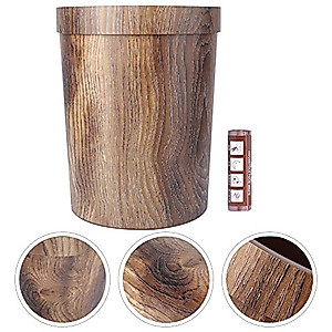 Veemoon for with Trash Room Kitchen Kitchenware Storage Bathroom Decorative College Living Wastebasket Wooden Gare Pattern Farmhouse Pail Cans Bamboo Waste Wood Plastic L Bag Dorm Garbage