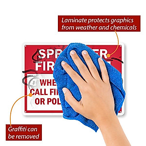 SmartSign "Sprinkler Fire Alarm - When Bell Rings Call 911" Sign | 7" x 10" Aluminum