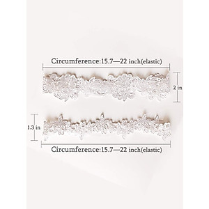 Kaei&Shi Wedding Garter,2 Pieces Lace Floral Bridal Garter For Bride White One Size