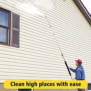 janz 24 FT Telescoping Pressure Washer Wand with 2 Pressure Washer Extension Wands,Gutter Cleaner Attachment, 7 Spray Nozzle Tips, 2 Hose Inlet Adapters, Pivoting Coupler and Support Harness