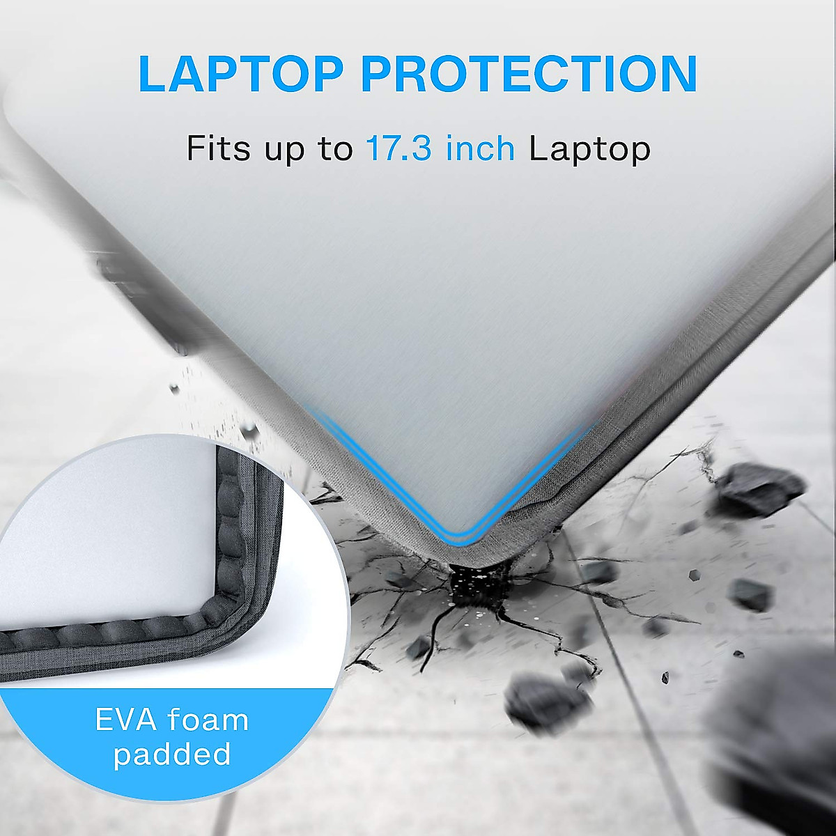 BAGSMART 17.3 Inch Laptop Bag, Expandable Computer Bag Laptop Briefcase Men Women,Laptop Shoulder Bag,Work Bag Business Travel Office, Grey