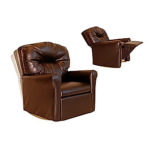Dozydotes Child Rocker Recliner Contemporary Pecan Brown Leather DZD11531