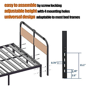 BOSRII Full Size Headboard Only, Wood Metal Headboard Only, Rustic Solid Wooden Head-Board Full Size, Adjustable Height Easy Assembly