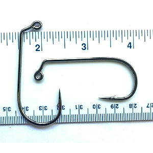 50 Gerry's Tackle 32824 2X Strength Black Nickel 60 Degree Round Bend Jig Hooks sz 5/0