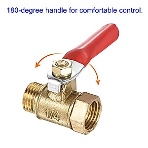 M METERXITY Pressure Valve - Irrigation Water Flow Control, Wrapped Handle Ball Valve, Apply to Outdoor/Garden/Swimming Pools(G1/4 Female x G1/4 Male, Brass)