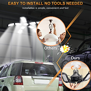 HEYPORK E26/E27 Socket Garage Light 180W 18,000LM 363Pcs LED Shop Light 6,500K Extra Bright LED Indoor Lights Foldable Garage Lighting Adjustable Garage Light Bulbs with Multiple LED Lights Deformable