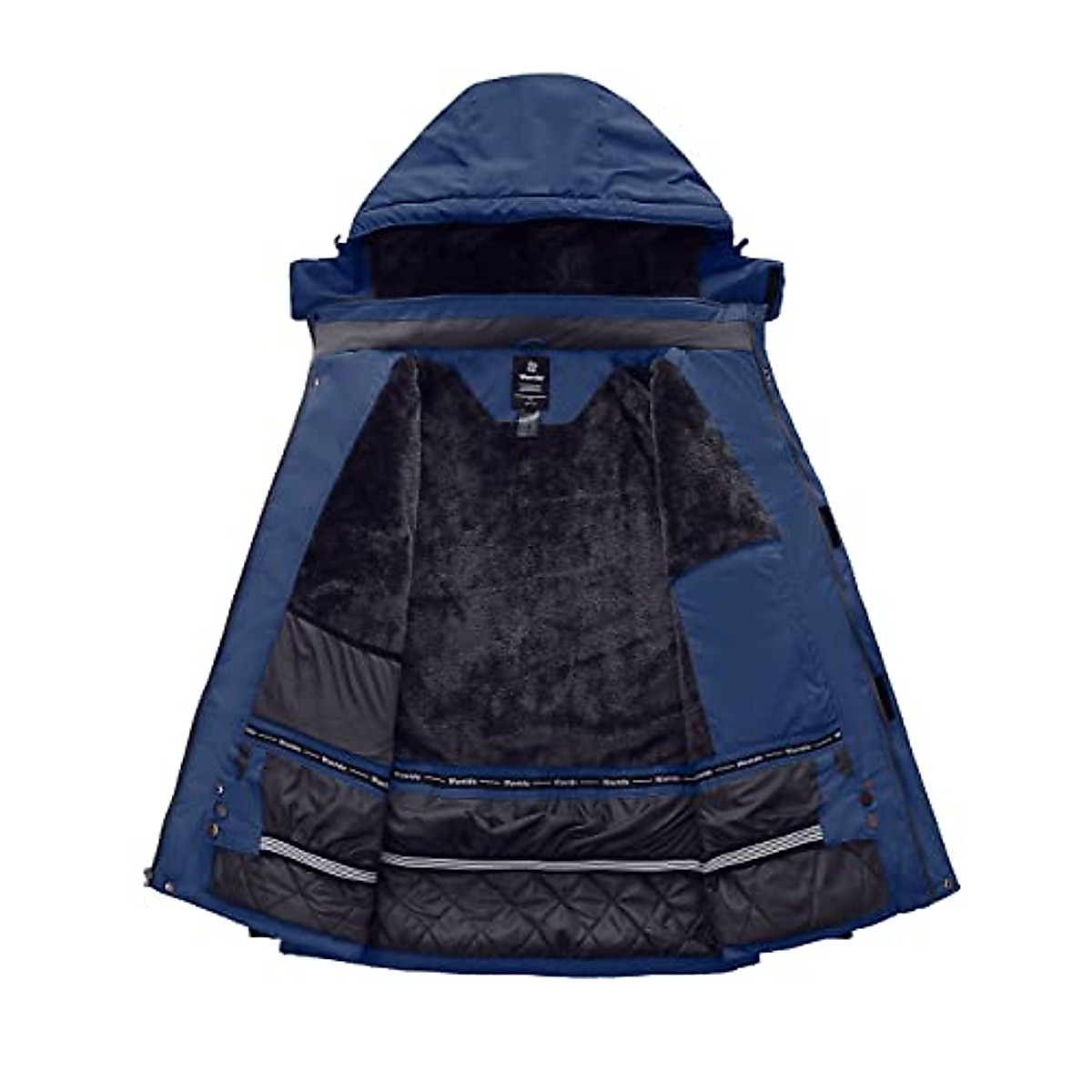 Wantdo Men's Big&Tall Waterproof Ski Jackets Plus Size Winter Coat with Hood Rain Coat Navy 4X-Large Big