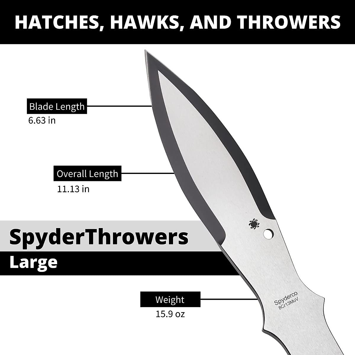 Spyderco SpyderThrowers - Large - Set of Three 8Cr13MoV Stainless Steel Knives and Leather Sheath - TK01LG