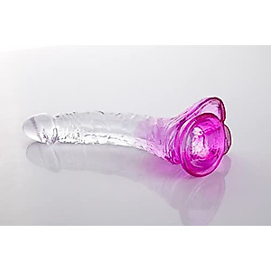 9.5 Inch Realistic Dildo, Body-Safe Material Lifelike Huge Penis with Strong Suction Cup for Hands-Free Play, Flexible Cock with Curved Shaft and Balls for Vaginal G-spot and Anal Play