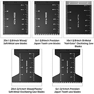 HOTBEST 60 Oscillating Mix Blades Kit Cutting Wood Metal with Measurement Scales Fit Multimaster Porter Cable Black & Decker Craftsman Ryobi