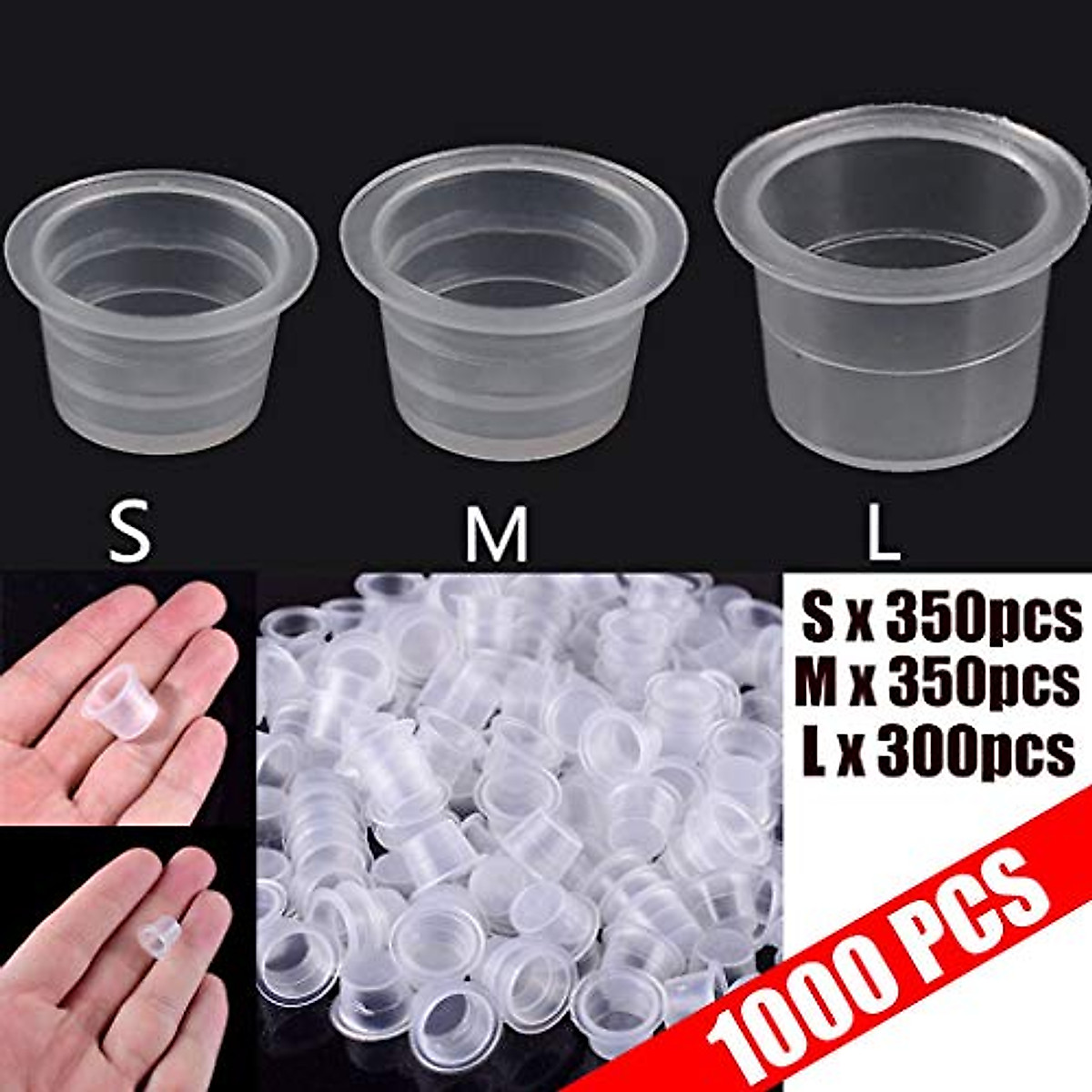 Disposable Ink Cups Small 1000Pcs Supplies Ink Cups Caps Disposable Holders Pigment Plastic accessories for Tattooing Stick And