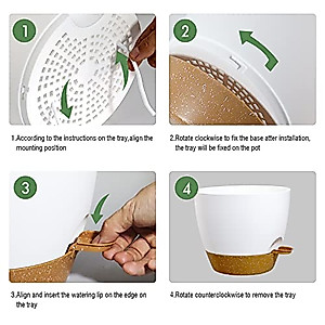 SwinDuck 10 Inch Self Watering Hanging Pots, 2 Pack Hanging Planters with 40oZ Deep Reservior for Indoor Outdoor Plants Flowers, White with Brown