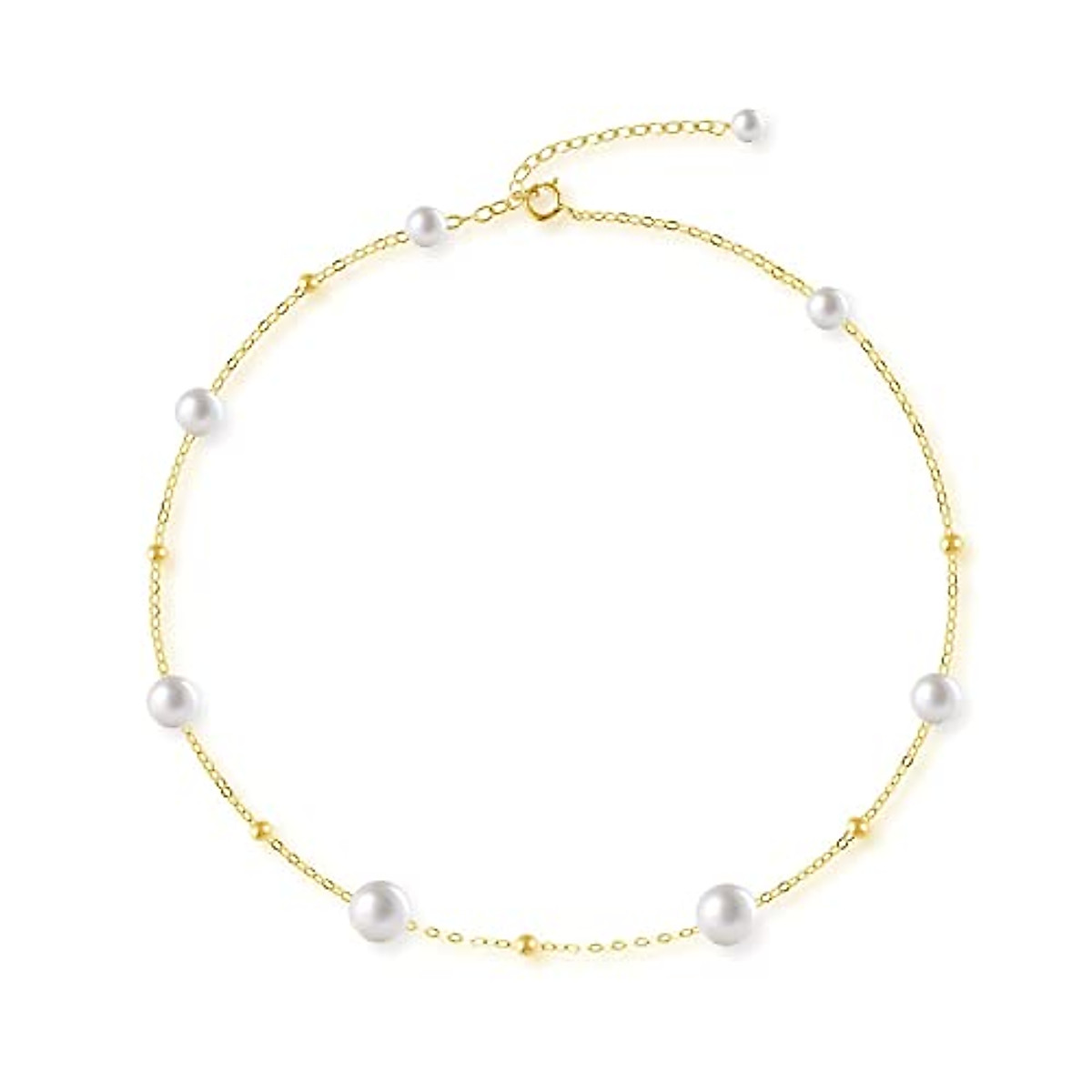 Dainty Pearl Choker Necklaces for Women Shining Shell 14K Gold Filled Freshwater Pearls Necklace Adjustable Anniversary Gift for Her