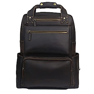 Leather Backpack for Men,Travel Backpack Men Laptop Backpack Trolley Sleeve,Rucksack Men Fits 15.6 Inch Notebook,Brown (Classic Black)