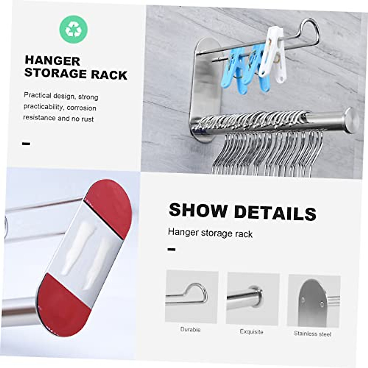 Zerodeko 1pc 304 Stainless Steel Hangers Hanger Holder Rack Hanger Rack Wall Clothes Rack Clip Hanger Stand Coat Hangers Holder Multi Hanger Closet Hanger Organizer Metal Coat Hanger Shelf