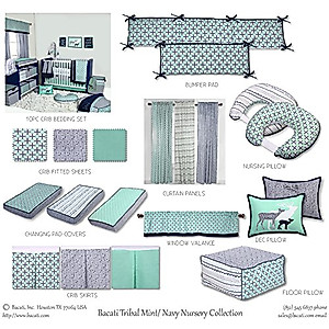 Bacati Tribal Nursery Fabric Storage Caddy with Handles, Mint/Navy