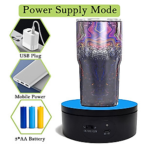 YVV Motorized Rotating Display Stand,Turner Cup Platform for Epoxy Glitter Tumbler, 360 Automatic Mute Rotating Turntable, Tumbler Making Supplies Spinner, Base for Product Video Show ,Balck 4.72in