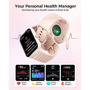 GAXIWILO Smart Watch for Women(Answer/Make Call), Alexa Built-in Smartwatch, 1.8" IP68 Waterproof Fitness Tracker, Heart Rate Spo2 Sleep Monitor 100 Sports Activity Watch IOS Android Compatiable, Pink