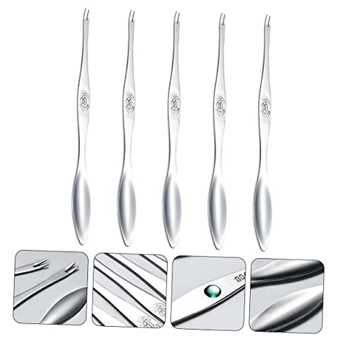 Healvian 5pcs Stainless Steel Crab Fork Tool Heavy Duty Forks Seafood Tools Lobster Eating Tools Prawns Picks Seafood Opener Tool Set Crabs Eating Tools Kit Crabs Eating Fork Silver