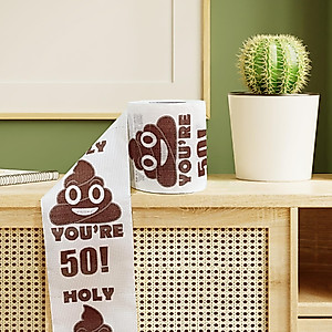 Happy 50th Birthday Gifts, 3-Ply Funny Toilet Paper Roll, Holy Poop You're 50 Printed Toilet Paper Gag Gift, Pranks & Surprises Bathroom Decor for Boys Son and Girls, Cheers to 50 Bday Party Supplies