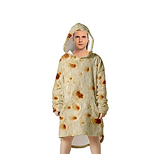Geduazga Burrito Women Oversized Blanket Hoodie Adult Long Soft Wearable Blanket Hoodie Flannel Giant Blanket Sweatshirt Hoodie,Pockets Pullover Homewear for Teens L
