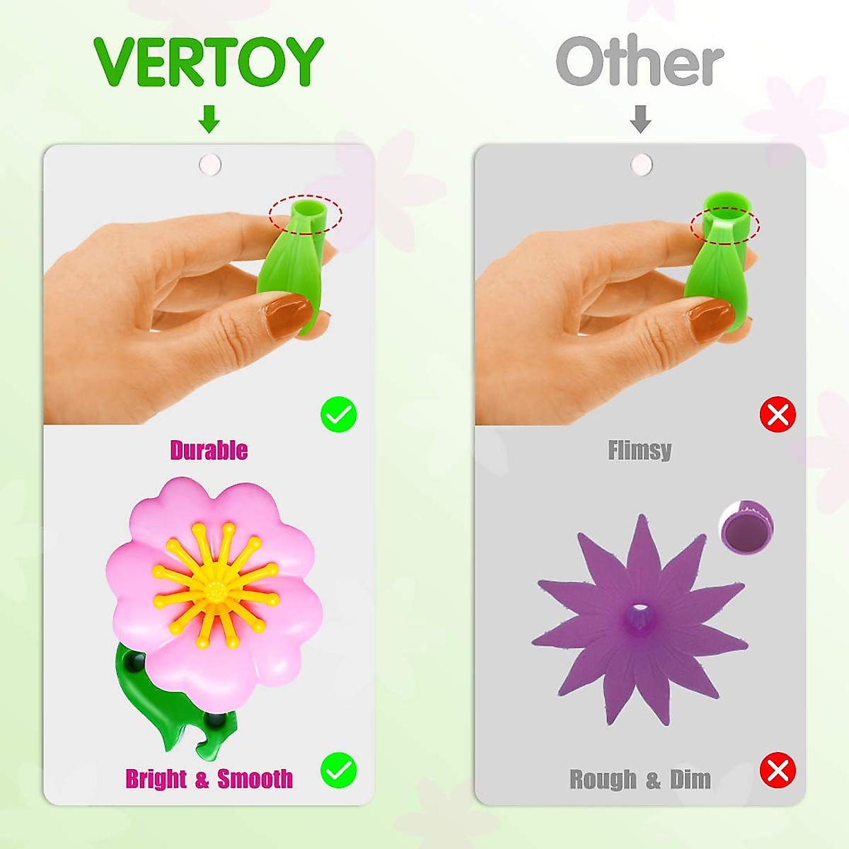 VERTOY Gifts for 3 4 5 6 Year Old Girls, Flower Garden Building Toys Set for Toddlers, STEM Preschool Activities and Gardening Pretend Playset, Stacking Game for Age 3+ Little Kids