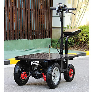 SwAcch Commercial Electric Products Platform Truck Motorized, Heavy Duty Table Cart Dolly, Pallet Truck Dolly, Large Capacity Foldable Rideable Electric Tow Tractor with Platform,1300lb