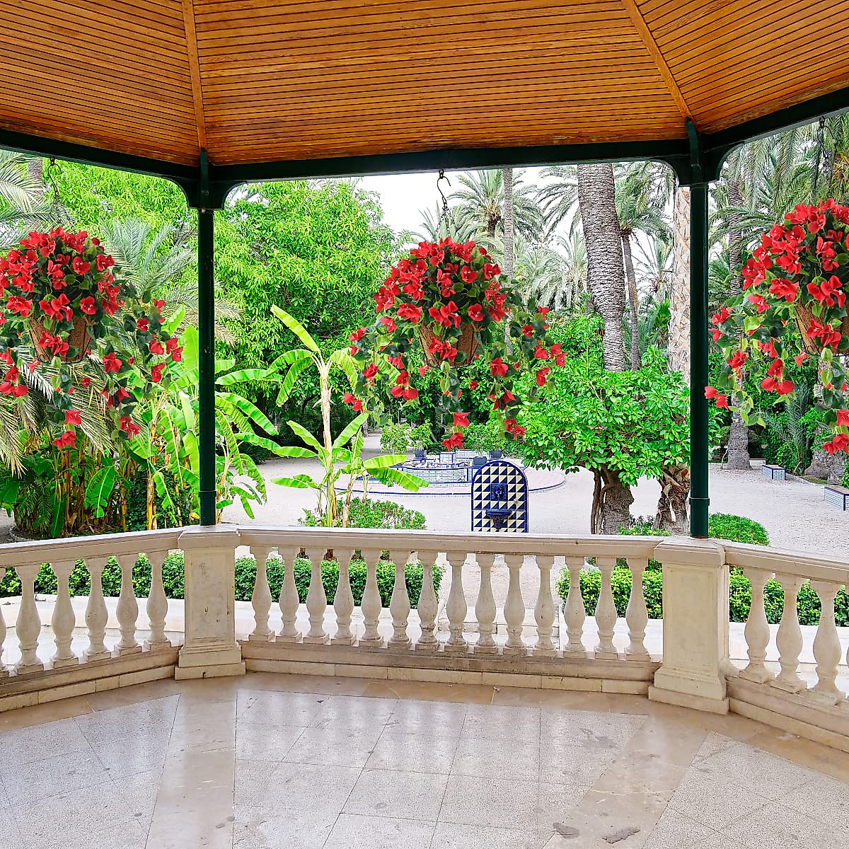 Homsunny Artificial Hanging Flowers Basket with 4 Pcs Bougainvillea Silk Vine Flowers for Outdoor Indoor,Coconut Lining Basket Hanging Plant Flowers for Patio Lawn Garden Decor(red)