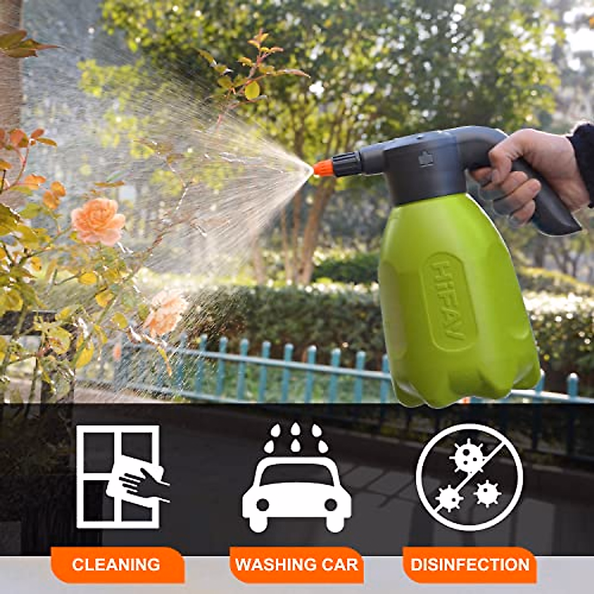 HIFAY ES2-PRO Electric Spray Bottle 2L/0.5Gallon, Portable Handheld Sprayer Spray 60 Bottles On a Single Charge, Automatic Plant Mister for Garden, Fertilizing, Cleaning