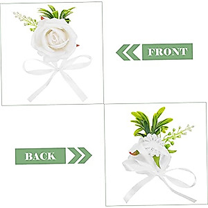 Garneck Wrist Flower Wedding Decor Wrist Corsage Bridesmaid Bracelets Corsage Wristlet Band Bridesmaid Wrist Chains Wrist Corsage Flowers Wedding Dress Plastic Decorative Flower White