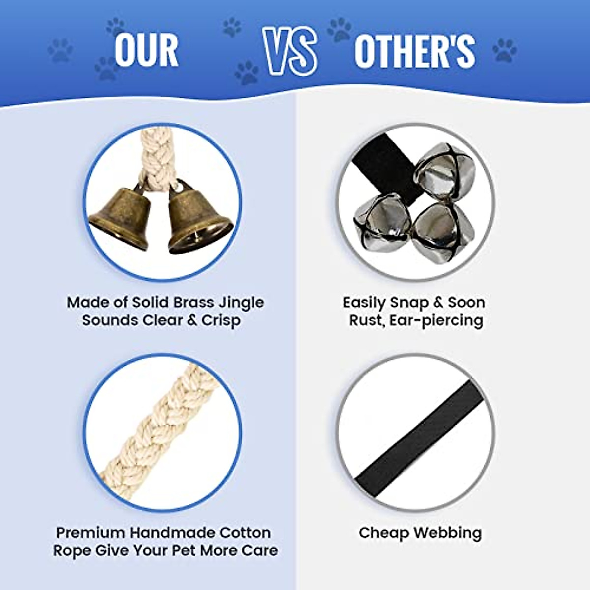 Maume Dog Bell for Door Potty Training, Adjustable Hanging Door Bell Length for Small, Medium and Large Dogs to Go Outside 2 Packs (Rustic Gold)