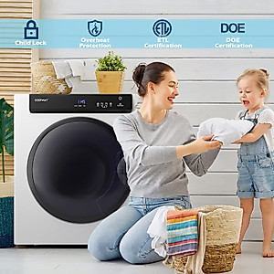 COSTWAY Compact Portable Dryer, Stainless Steel Clothes Dryer with Touch Panel, 2 Modes, 3 Heating Powers and Adjustable Exhaust Vent, 8.8 LBS Front Load Tumble Laundry Dryer for Apartment, Dorm and Home, 1400W, White