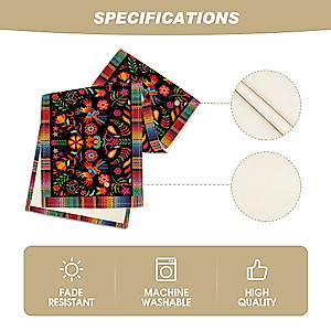 Artoid Mode Bird Dia De Los Muertos Serape Mexican Fiesta Table Runner, Cinco De Mayo Day of The Dead Kitchen Dining Table Decoration for Home Party Decor 13x72 Inch