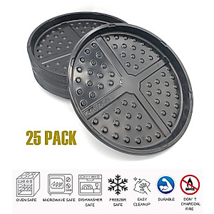 YKDFUN Disposable CPET Plastic oven baking Pizza Pans - Tray for Pizza Cookies Cake Bread Focaccia Meat - Baking Pans Tray, Easy Clean, Oven Freezer Microwave and Dishwasher Safe-Pack of 25
