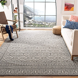 SAFAVIEH Tulum Collection Area Rug - 6' x 9', Dark Grey & Ivory, Moroccan Boho Distressed Design, Non-Shedding & Easy Care, Ideal for High Traffic Areas in Living Room, Bedroom (TUL264F)