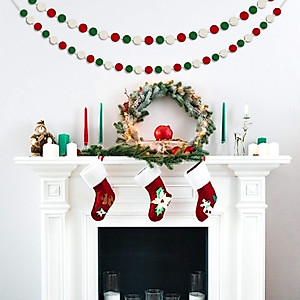 60 Balls Christmas Felt Ball Garlands - Christmas Decorations - Christmas Pom Pom Garlands for Christmas Tree- Xmas Holiday Indoor Outdoor Home Office Hanging Decor - Xmas Decorations- 25mm