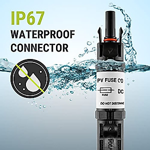 Newpowa Solar Panel in-line 10A/15A/20A Fuse Holder Phtotovoltaic Connectors 1000V IP67 Waterproof for Off-Grid, Grid-tie System (10A)