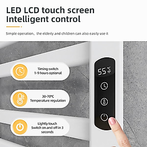 Intelligent Towels Dryer, Wall Mounted Electric Towel Heater with 5 Heating Rods, Timing, Voice Control, Aluminum, Leakage Protection, for Bathroom, Kitchen, Save Space(Color:B)