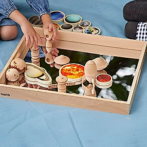 TickiT Wooden Mirror Tray - Explore Reflection, Symmetry and Patterns - for All Ages - Add Reflection to Any Sensory Activity Station