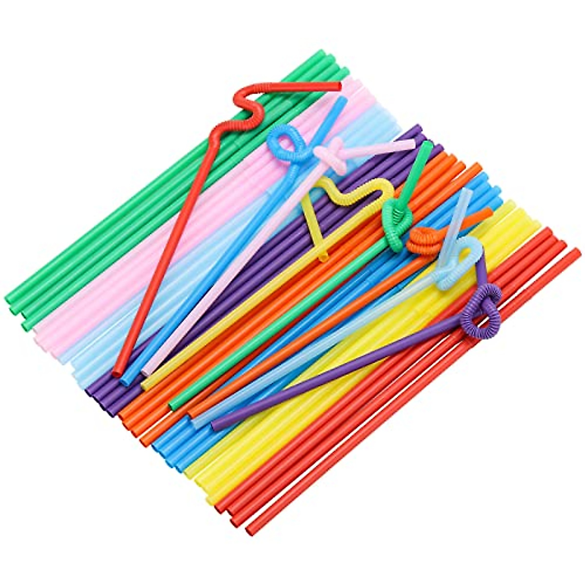 400 Pcs Colorful Flexible Plastic Drinking Straws Individual Package Disposable Bendy Straws 10.23" Extra Long Fancy Straws for Drink