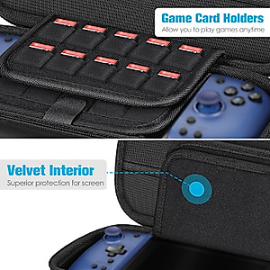 Fintie Carrying Case for Hori Nintendo Switch Split Pad Pro Controller - [Shockproof] Protective Cover Travel Bag w/30 Game Card Slots, Compatible with Nintendo Switch OLED Model, Dont Touch