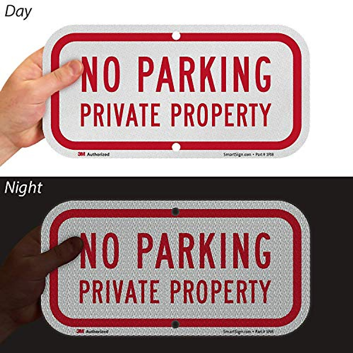 SmartSign - K-4232-EG-06x12-D5 "No Parking - Private Property" Sign | 6" x 12" 3M Engineer Grade Reflective Aluminum