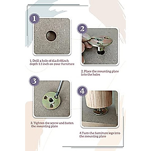 GOSCHE Round Solid Wood Furniture Legs Sofa Legs 6 inch, Natural Wooden Couch Legs, Replacement Legs for Armchair, Cabinet, Chair, Mid Century Modern Dresser Or Home DIY Projects Bun Feet